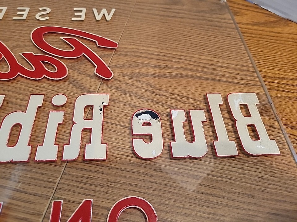 (VTG) 1950s PABST Blue Ribbon BEER Reverse on Glass Light Up Sign Part ...