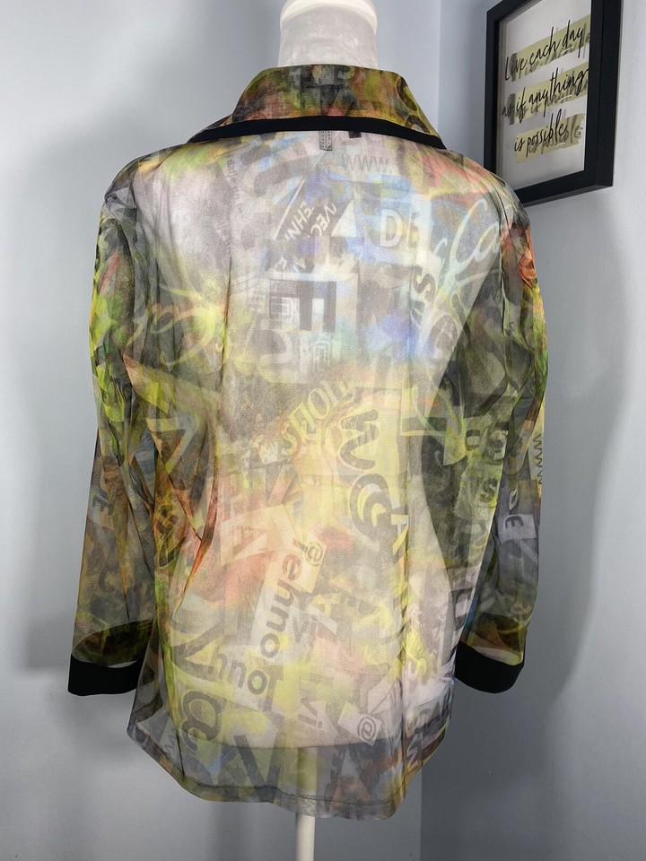 Angel Sheer Button Up Blouse Made in Turkey Women’s Size Large ...