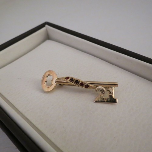 Antique 9 ct gold 21st key brooch set with red stones Apex | eBay Australia