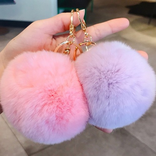 8cm Cute Key Soft Fluffy Fur Ball Keychain Fluffy Key Chains Trinkets ...