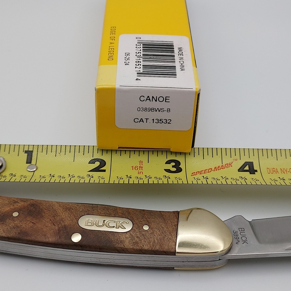 Buck Canoe, folding knife CAT 13532. Burlewood handle. TSCA Title VI ...
