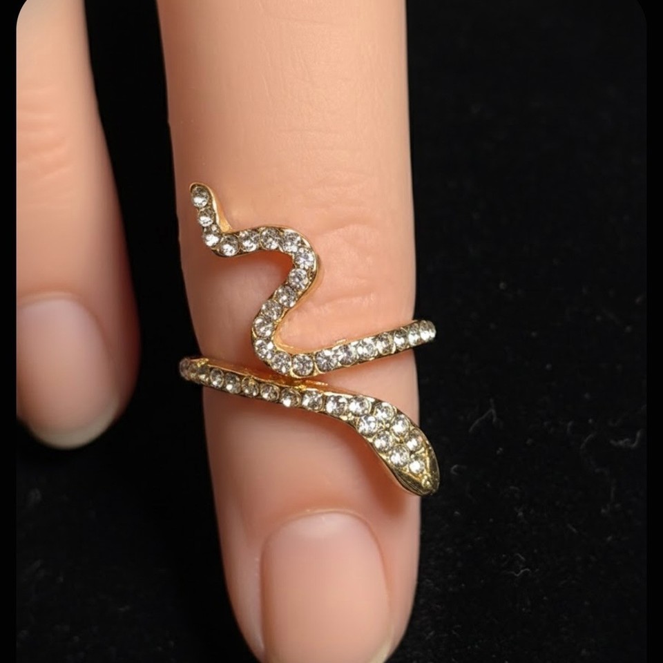 Gold Tone Wrap Around Snake Ring with Embellished Rhinestones | eBay