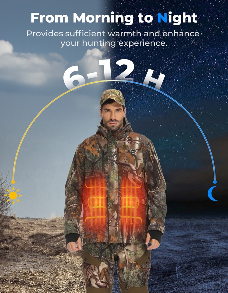 Men's Camo Tactical Hunting Electric Heated Jacket Coat Heating Jacket ...