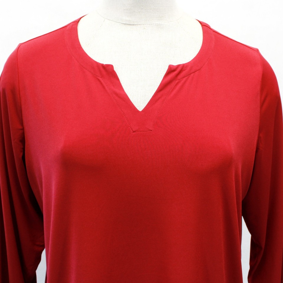 Susan Graver QVC Plus Red Liquid Knit Split Neck Top Tunic 4X | eBay UK