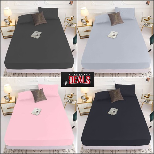 100 Poly Cotton Full Fitted Sheets Extra Deep Bed Sheet Single Double