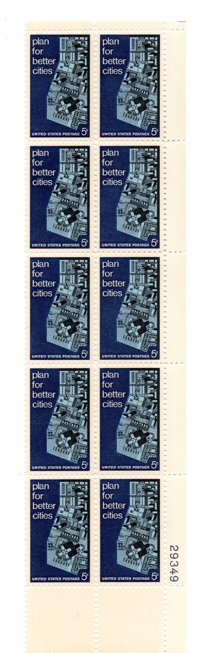 US Stamp Scott #1333, 5c, Plan For Better Cities 1967 Plate Block of 10 ...