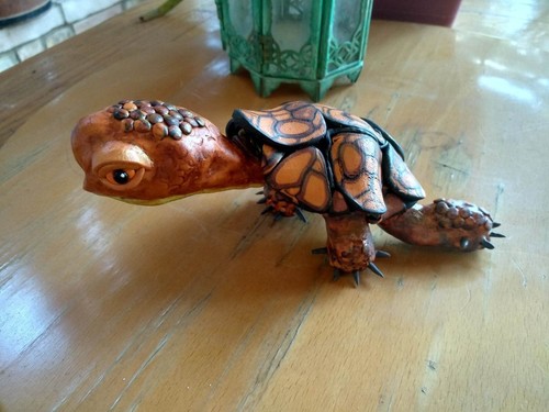 Clay handmade box turtle,decorative turtle, tortoise art figurine ...
