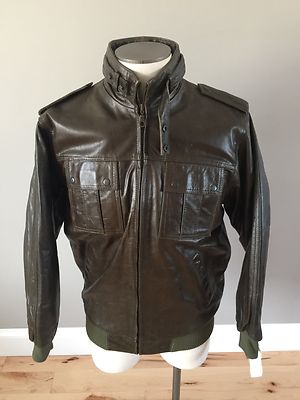Giovanni Outerwear Italy Green Leather Jacket Coat Bomber Medium $499 ...