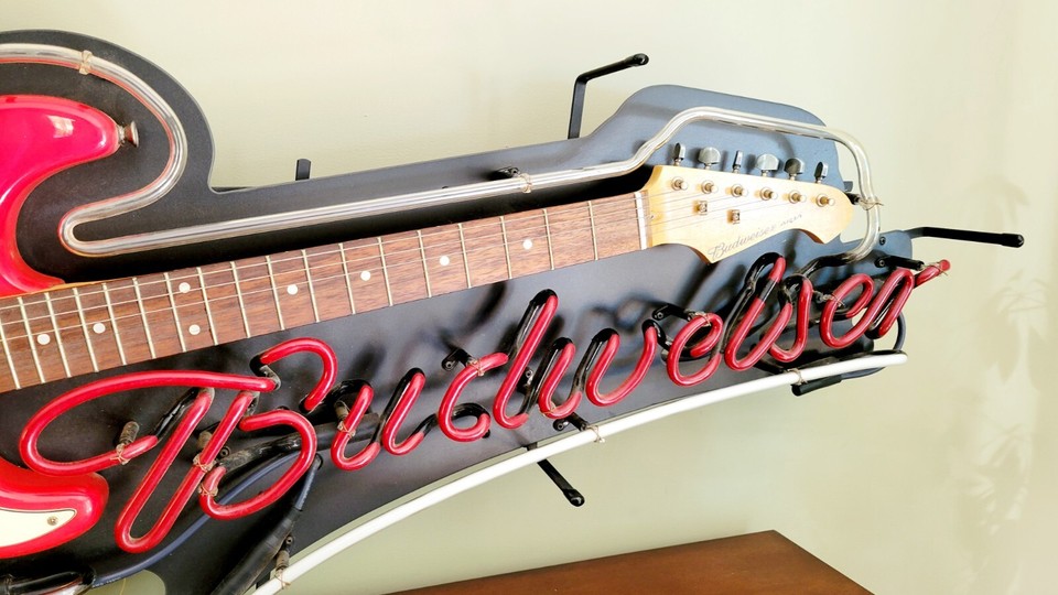 ARIA BUDWEISER RARE LIMITED EDITION NEON GUITAR SIGN WITH WHAMMY BAR | eBay