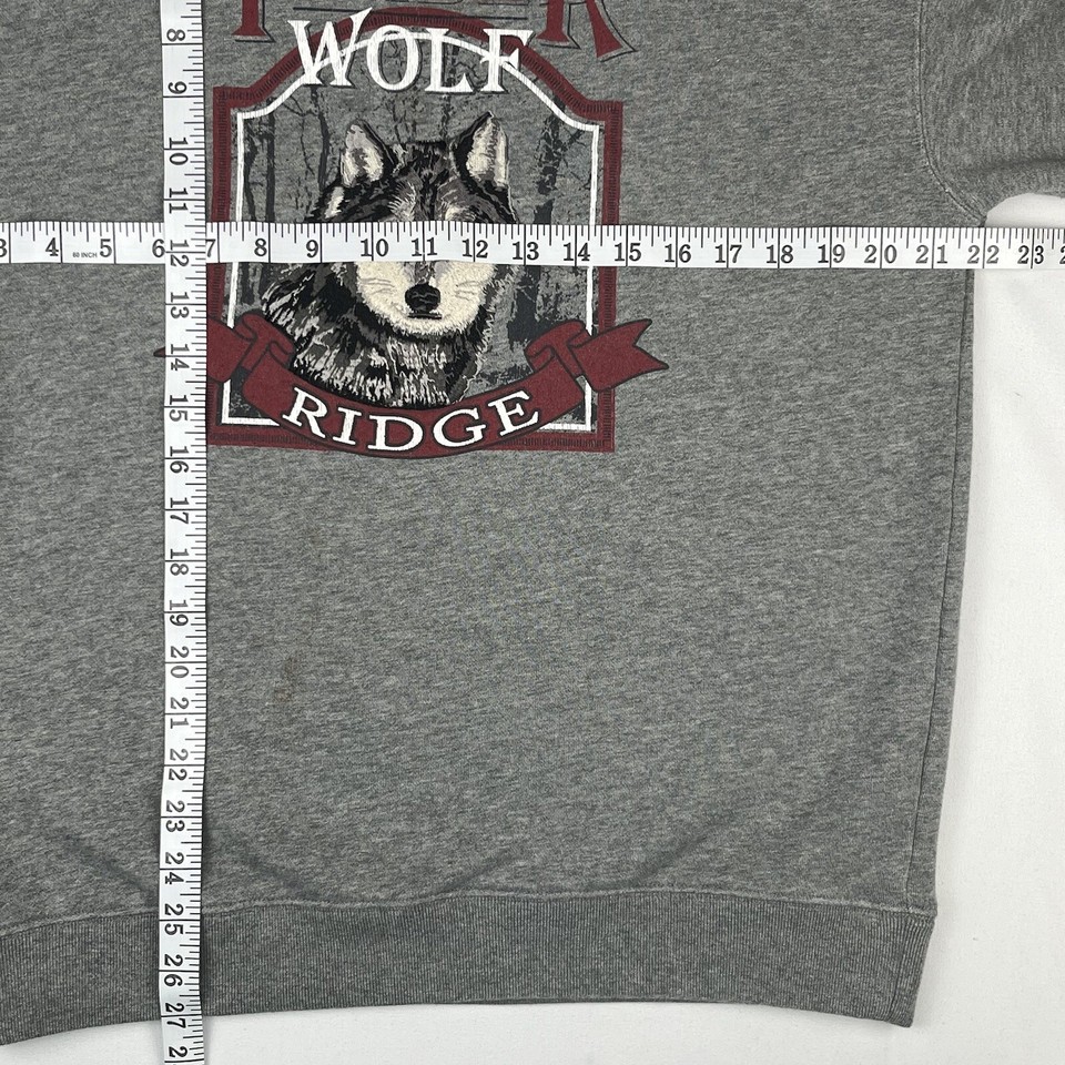 Timber Wolf Ridge Pullover Sweatshirt Embroidered Wolf Spell-Out Croft & Barrow | eBay
