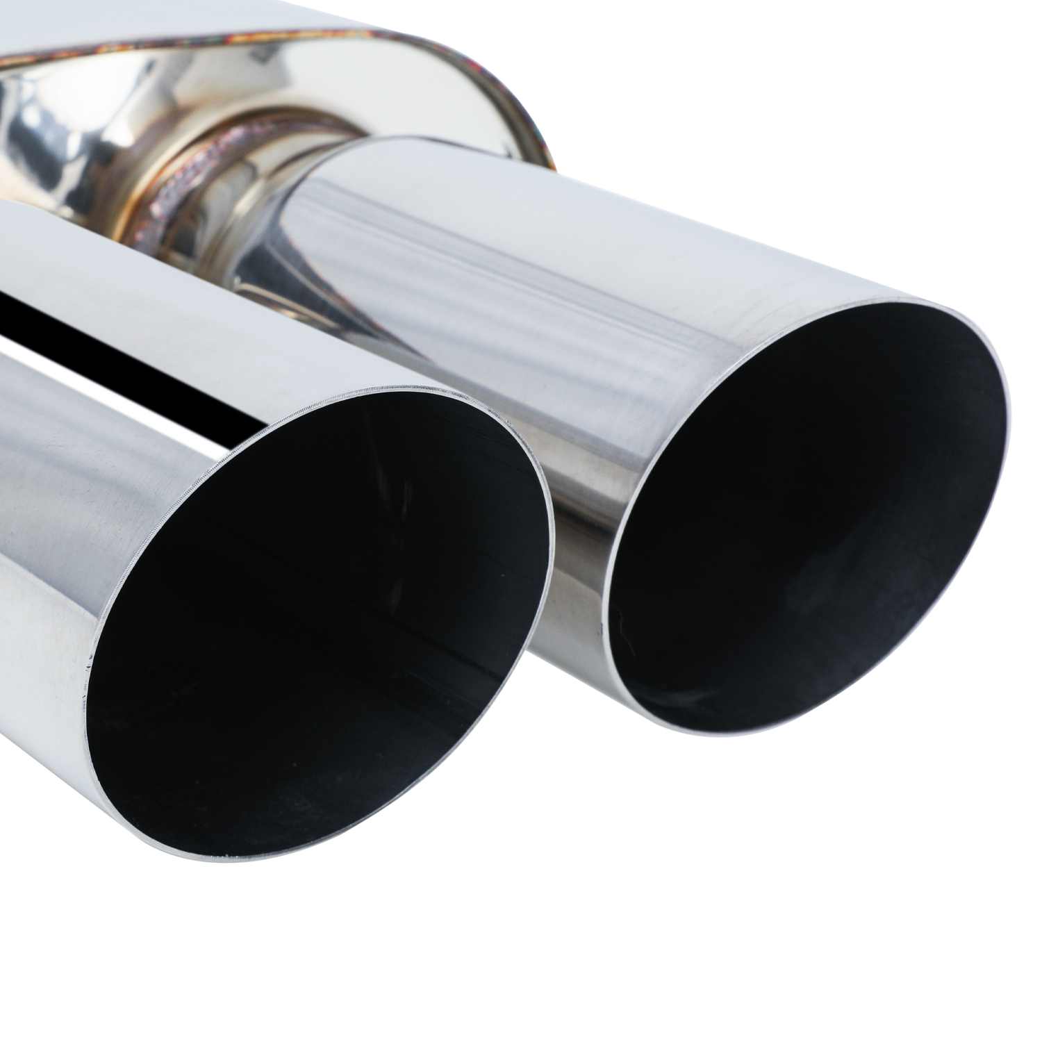 2.5" Inlet 3" Outlet Stainless Steel Dual Slant Tip Diagonal Cut ...