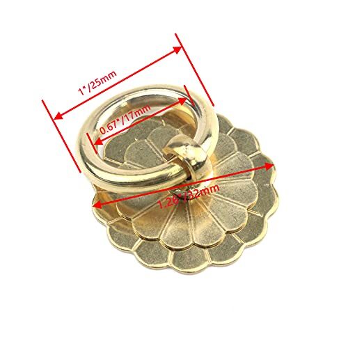6PCS Antique Ring Pulls Gold Tone Small Cabinet Pulls Flower Shape gold ...