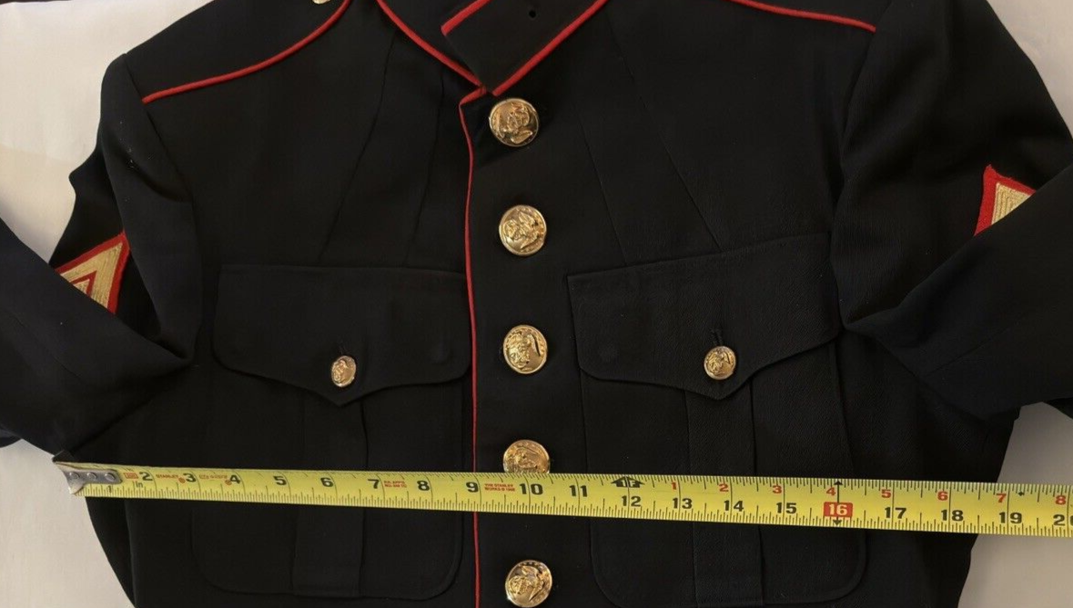 USMC US MARINE CORPS DRESS BLUE JACKET STAFF SERGEANT 100% GABARDINE ...