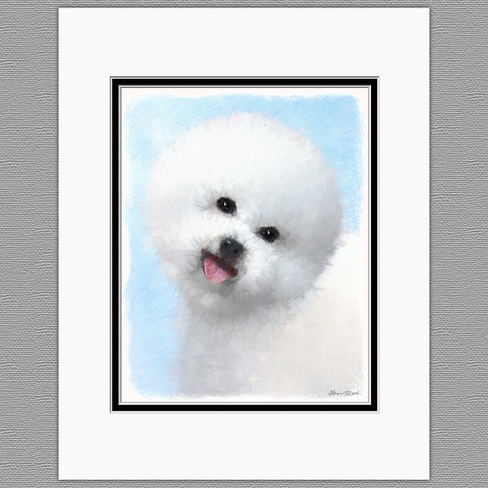 Bichon Frise Dog Original Art Print 8x10 Matted to 11x14 | eBay
