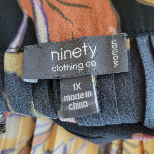 Ninety Clothing Co 100% Cotton Black Floral LS Cardigan Women's Plus 1X ...