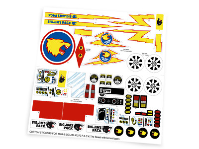 CUSTOM STICKERS for 1975 Mattel Big Jim The Beast #7370 with bonus ...
