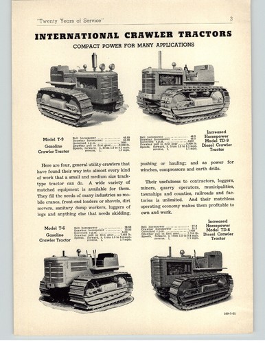 1951 PAPER AD International Harvester IH Crawler Tractor Industrial ...