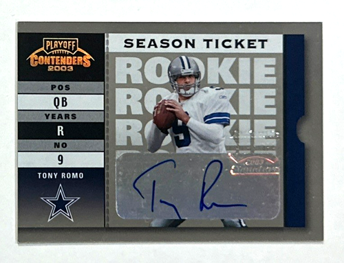 2003 PLAYOFF CONTENDERS AUTO TONY ROMO SIGNED AUTOGRAPH ROOKIE CARD RC ...