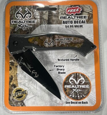 REALTREE Foldable Knife, Stainless Steel 4" Blade, FREE DECAL ...