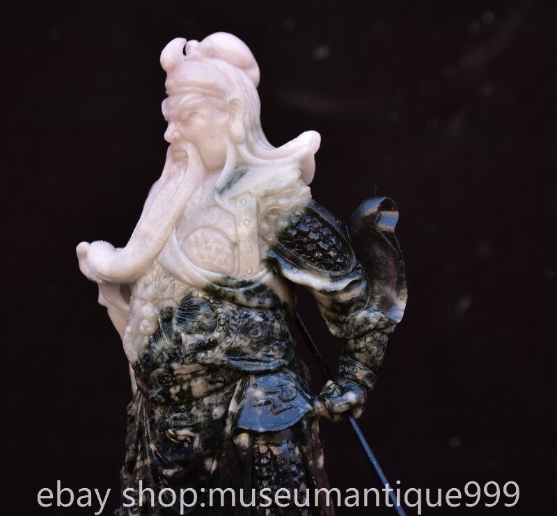 11'' Chinese Natural Dushan Jade Carved Guan Gong Guan Yu General ...