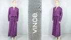 VINCE. Purple Pure Silk Button-Down Long Draw-String Waist Dress L | eBay
