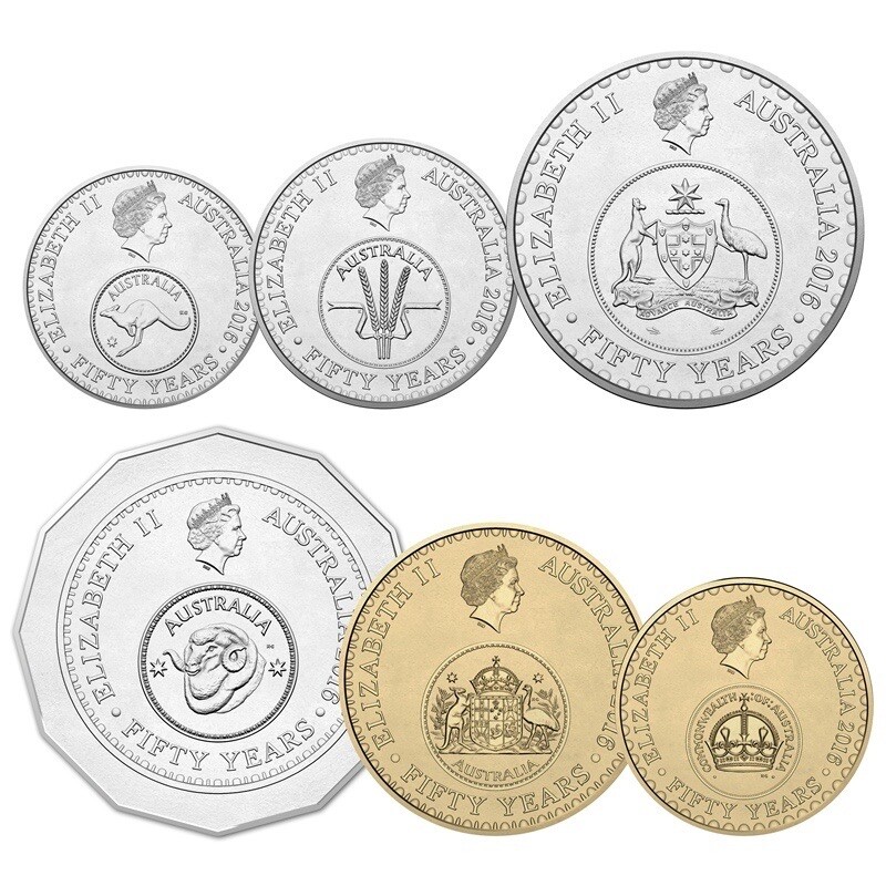 2016 Changeover Coin Set 5c 10c 20c 50c $1 & $2 50th Anniversary of ...