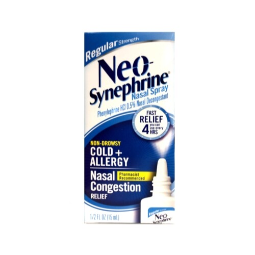 Neo Synephrine Nasal Spray Regular Strength Formula 0.5 Fl Oz 15 Ml ...