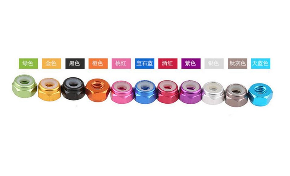 M2.5 Aluminum Colorful Aluminium nuts Alloy Nylon Insert Hex Lock NUT ...