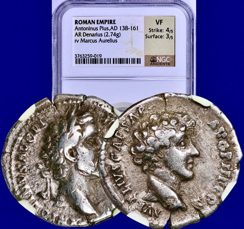 Ancient Marcus Aurelius Antoninus Pius 138-161 AD Silver Denarius NGC ...