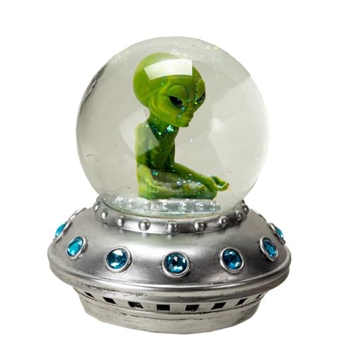 Alien in Spaceship Water Globe Figurine UFO Decor 6 Inch | eBay