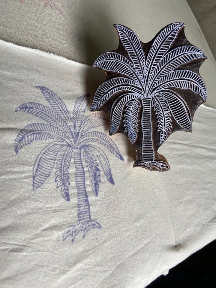 Palm Tree Hand carved Wooden Block Stamp for Block Print Sheesham ...