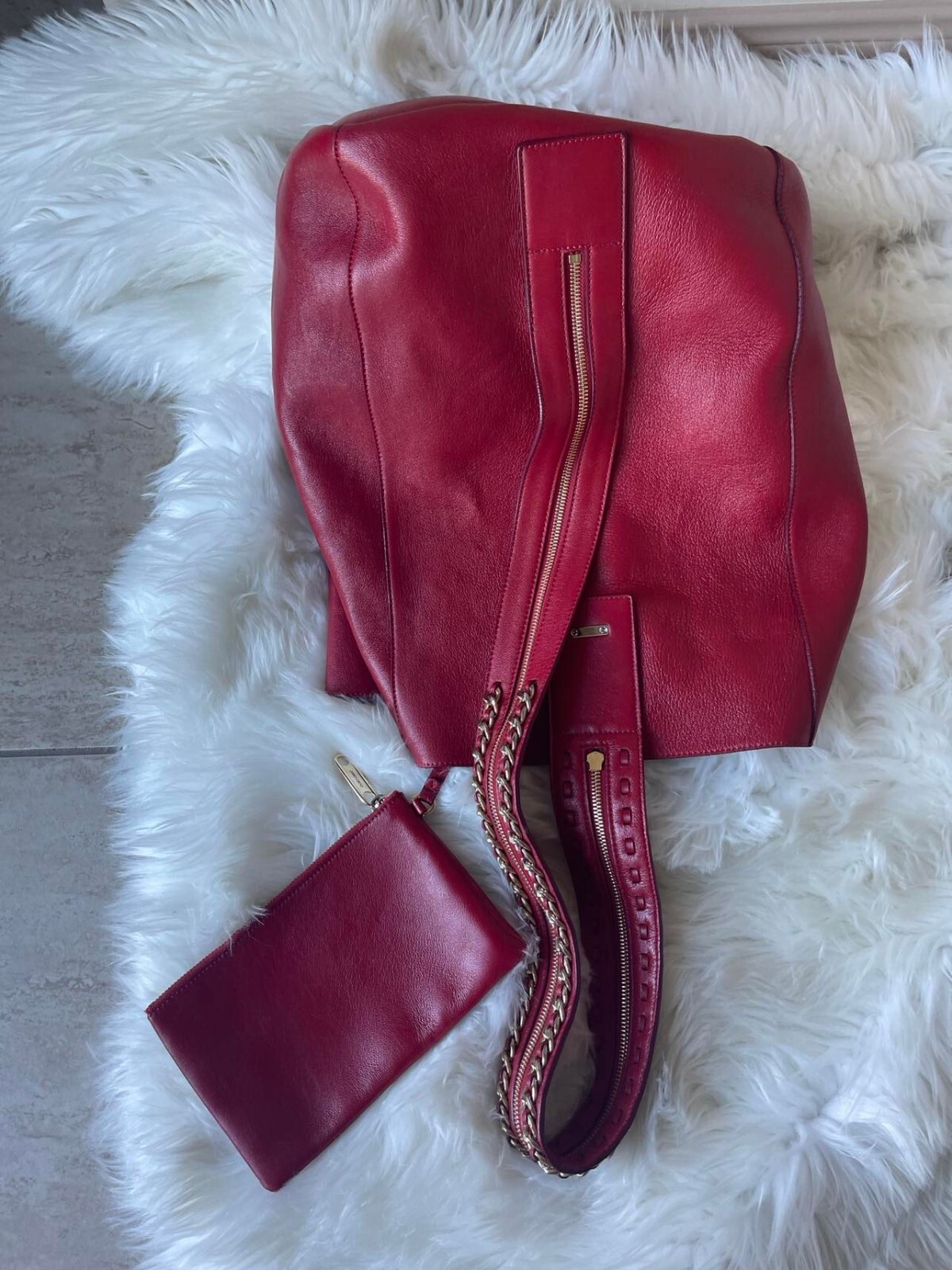 Jimmy Choo Red convertible leather shoulder bag. Auth… - Gem
