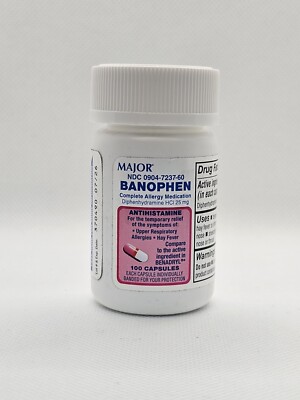 Major Banophen Diphenhydramine Capsules 25mg 100ct | eBay