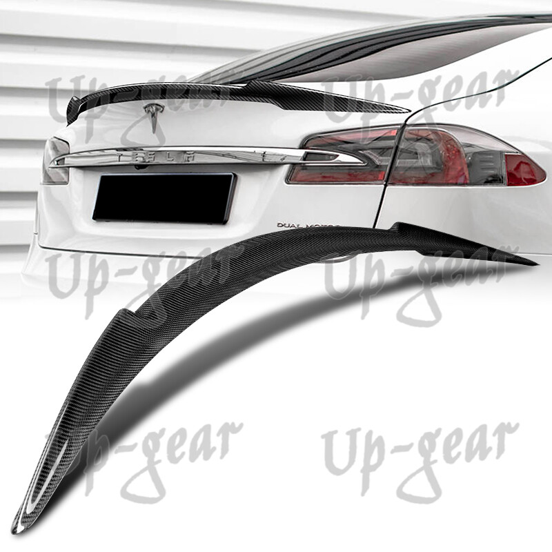For 2012-2024 Tesla Model S V-Style Carbon Fiber Rear Trunk Lid Spoiler ...