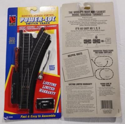 Life Like 21305 HO Power-Loc Right Hand Electric 2-Way Switch Track ...