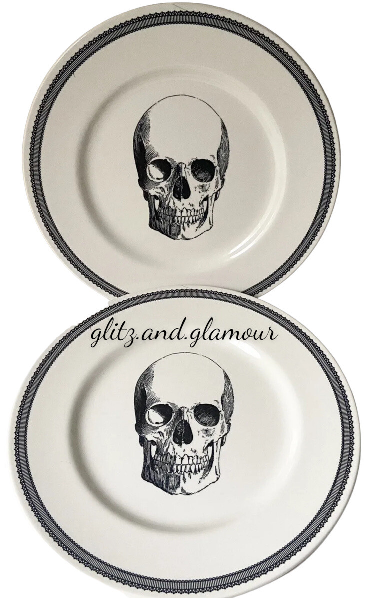 Royal Stafford Halloween SKELETON Salad Plates- Skull 8.5”- New Set of ...