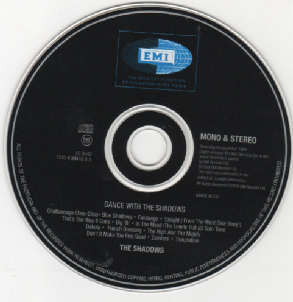 The Shadows Dance With The Shadows CD, Album, Mono 1999 Vocal ...