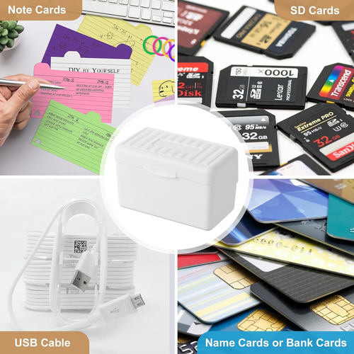Index Card Holder, 3X5 Index Card Box with Dividers, White Small | eBay