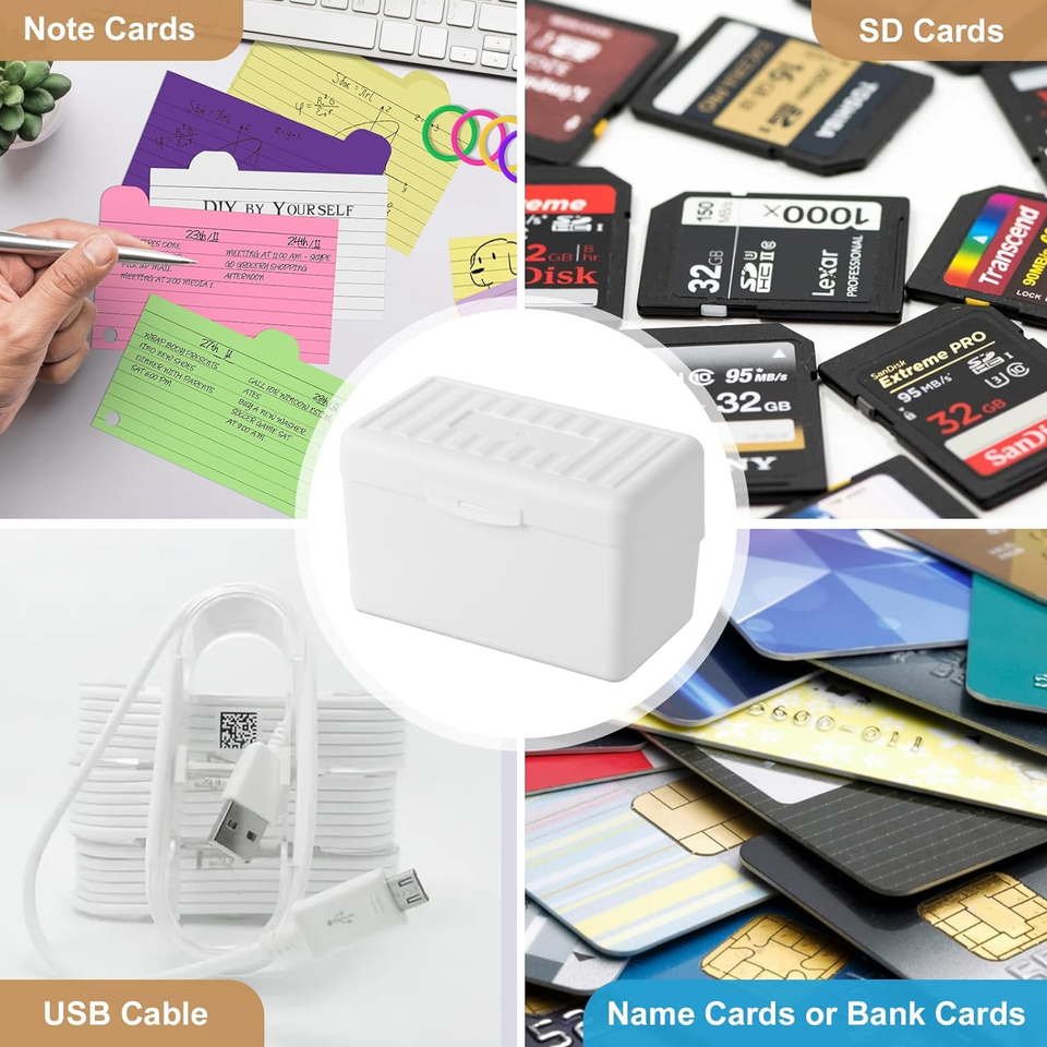 Index Card Holder, 3X5 Index Card Box with Dividers, White Small | eBay