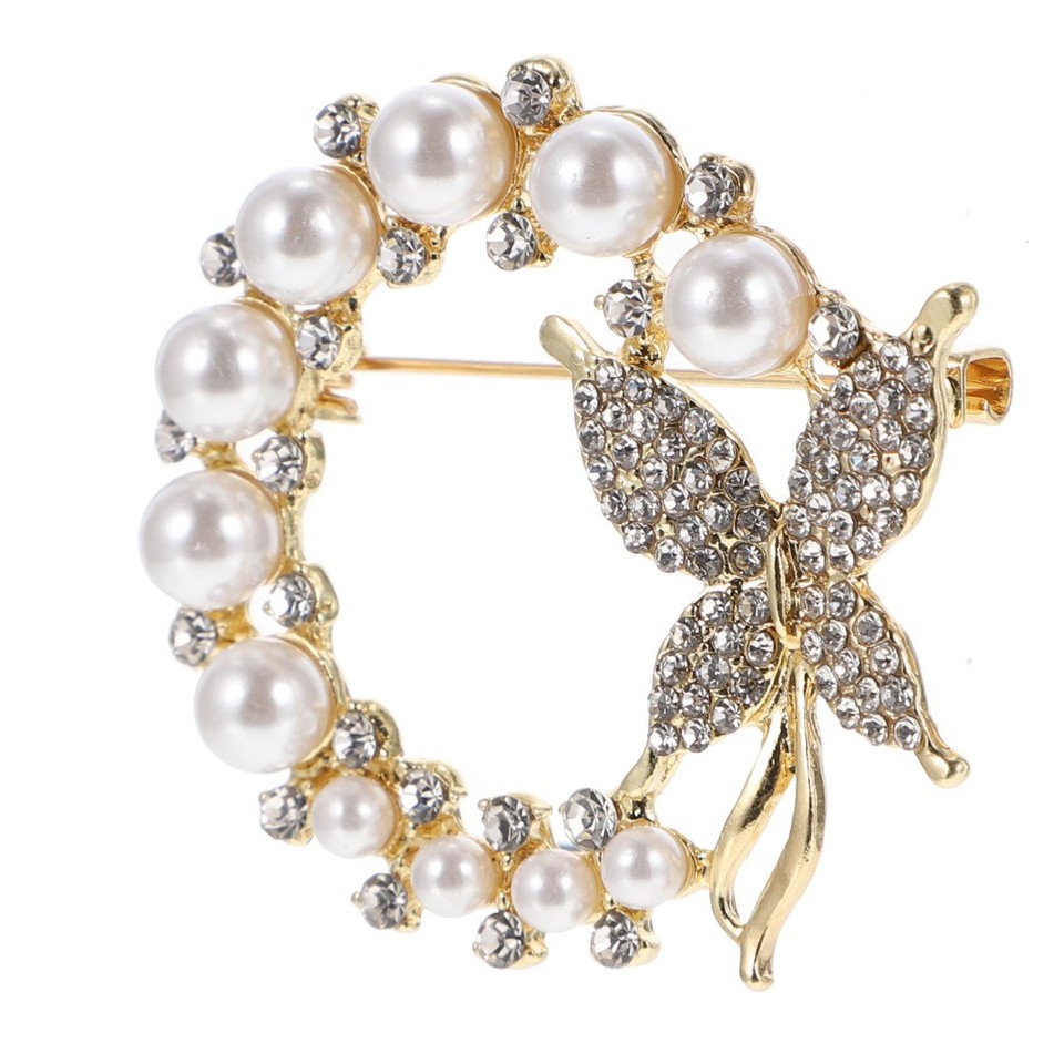 Rhinestone Pearl Corsage Brooches for Women Clothing Accessory Alloy ...