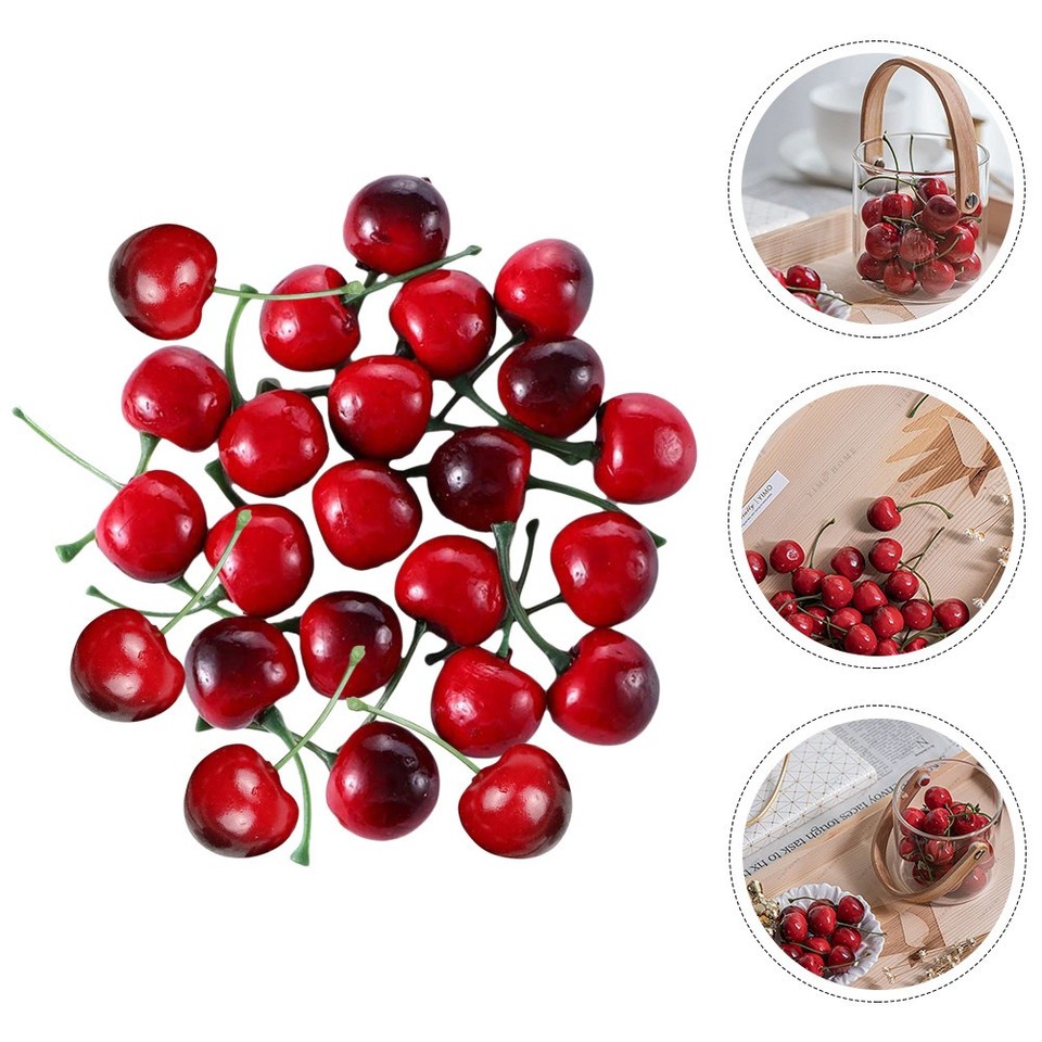 40 Pcs Fake Fruit Model Artificial Cherries Plastic Foam Simulation ...