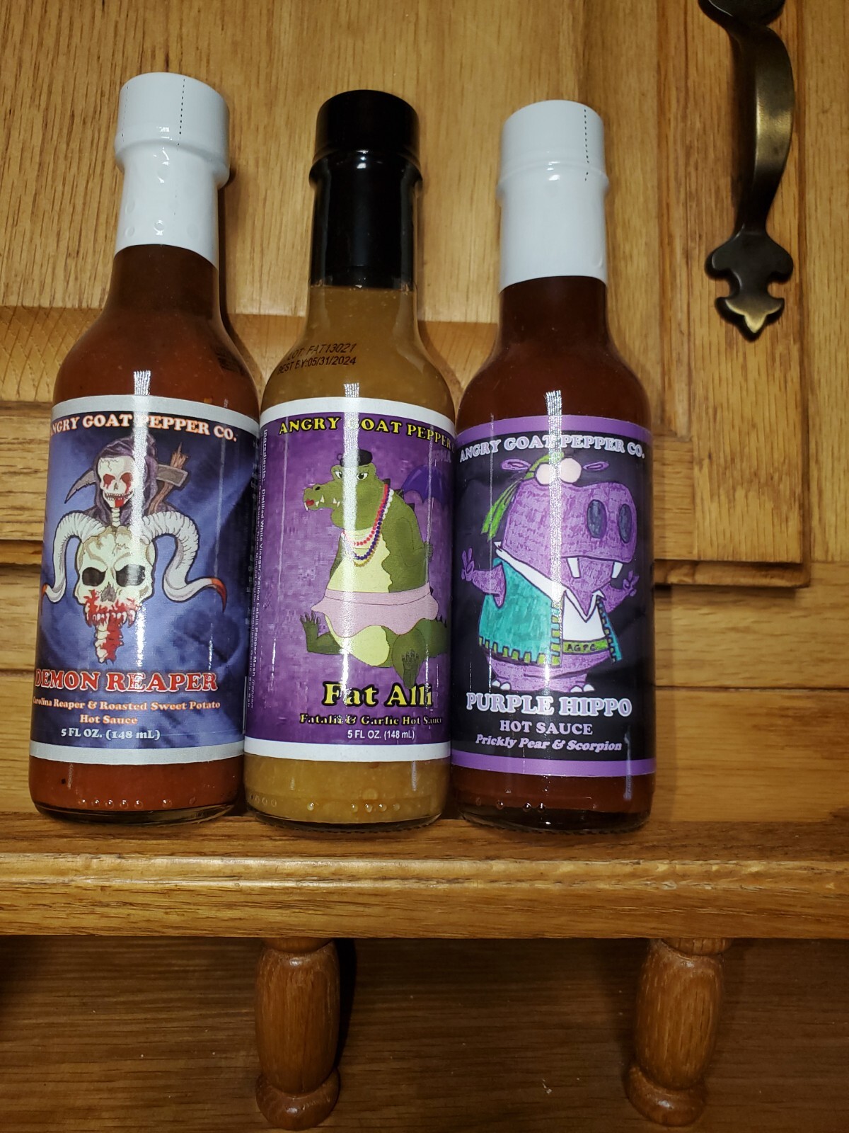 ANGRY GOAT 🐐 HOT SAUCE 3 BOTTLES PURPLE HIPPO DEMON REAPER FAT ALLI | eBay