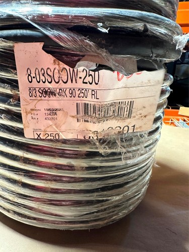 250' Southwire Carolprene SOOW 3 Conductor Wire 8/3 8AWG 3C 600V 8 ...