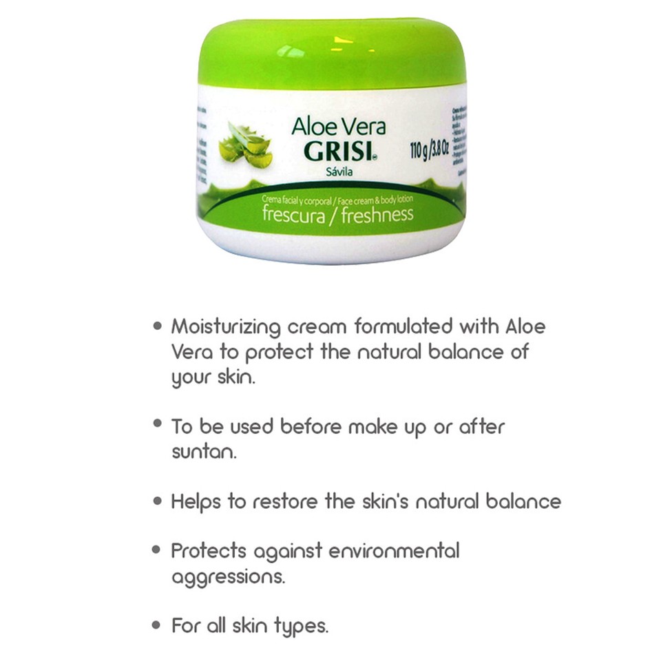 Grisi Face and Body Moisturizing Cream. Aloe Vera. Anti Aging. 3.8 Oz ...