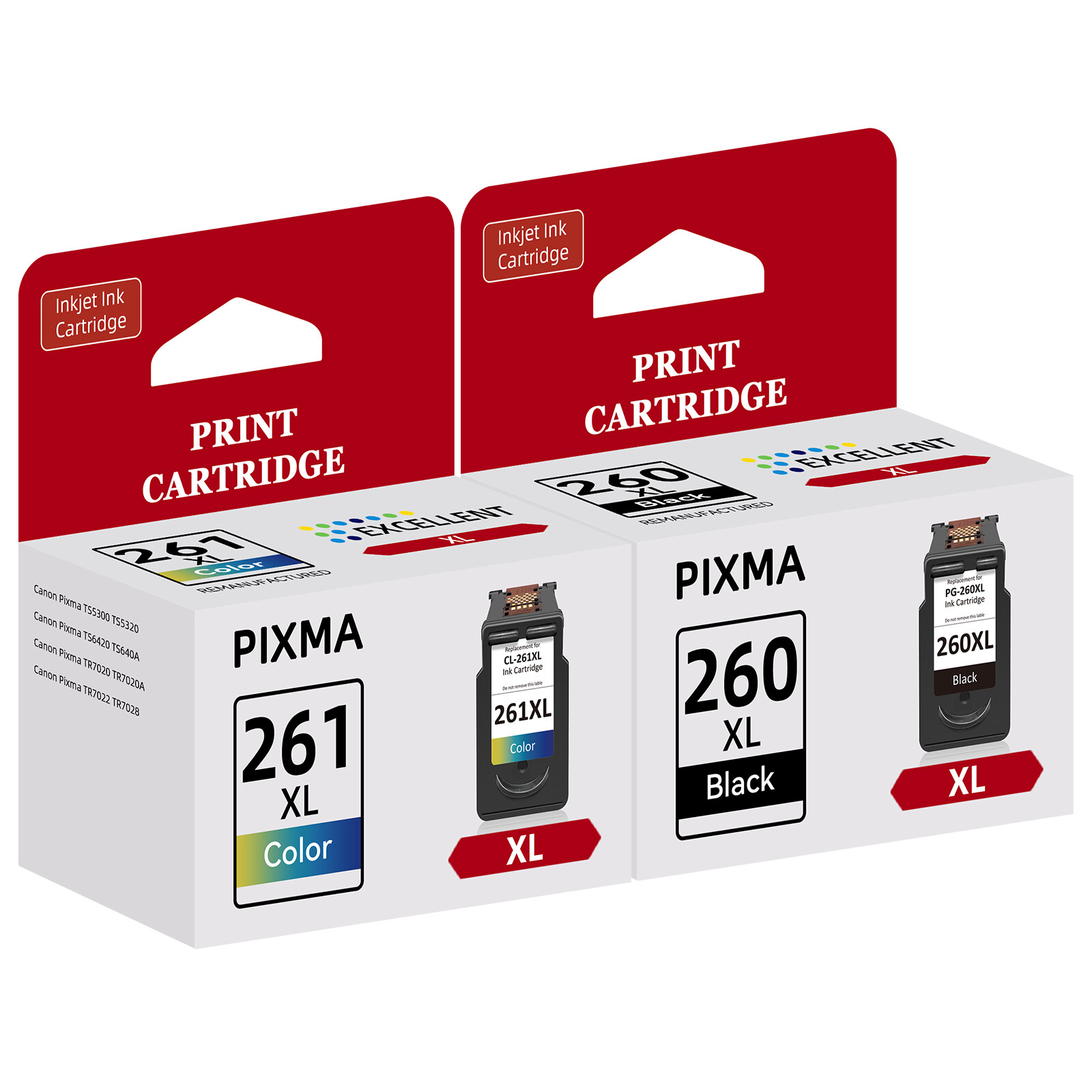 PG-260XL CL-261XL Ink Cartridges for Canon PIXMA TS5320 TS6420 TR7020 ...
