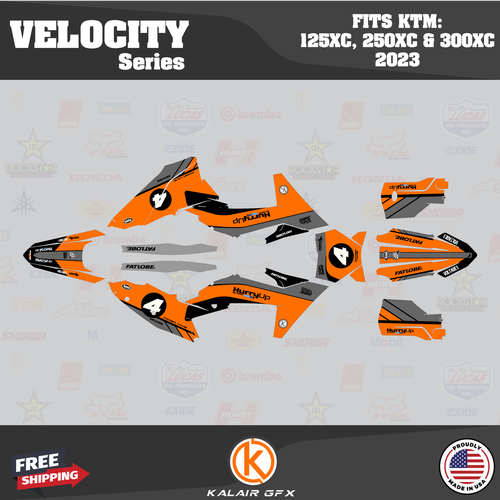 Graphics Kit for KTM 2-stroke 125XC, 250XC 300XC (2023) Velocity - ORANGE | eBay