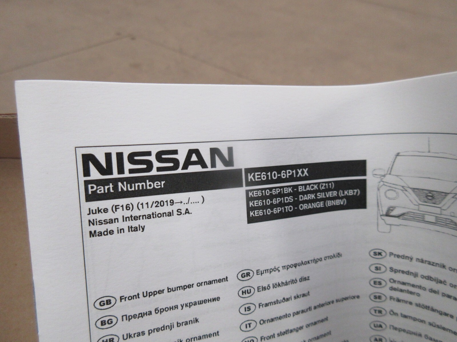 Genuine+Nissan+Juke+2019+on+Front+Bumper+Insert+Strips+-+Black+Ke610 ...