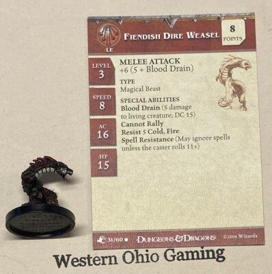 D&D Miniatures Fiendish Dire Weasel #31/60 Aberrations Dungeons Dragons ...