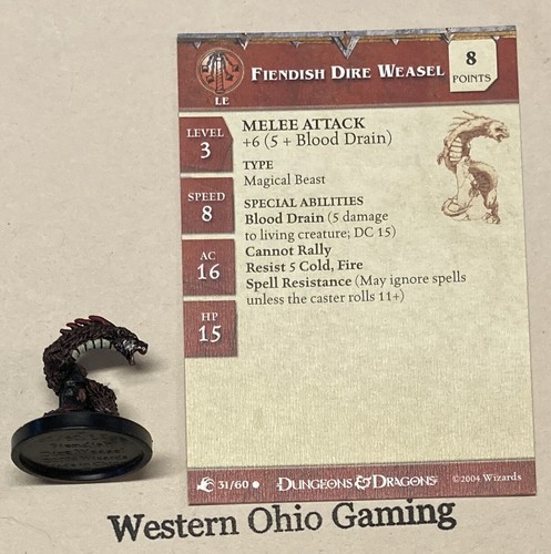D&D Miniatures Fiendish Dire Weasel #31/60 Aberrations Dungeons Dragons ...