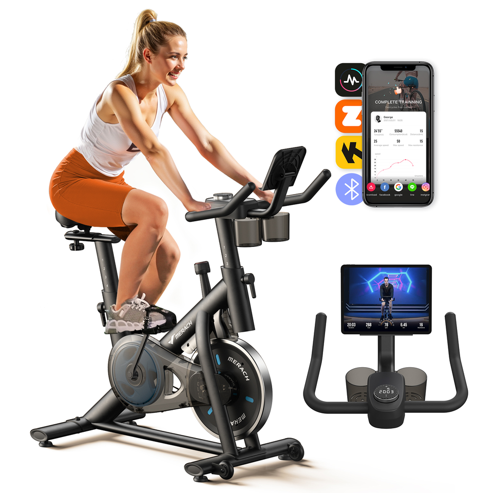 MERACH S26 Home Exercise Bike Quiet Stationary Fitness Bicycle Workout ...